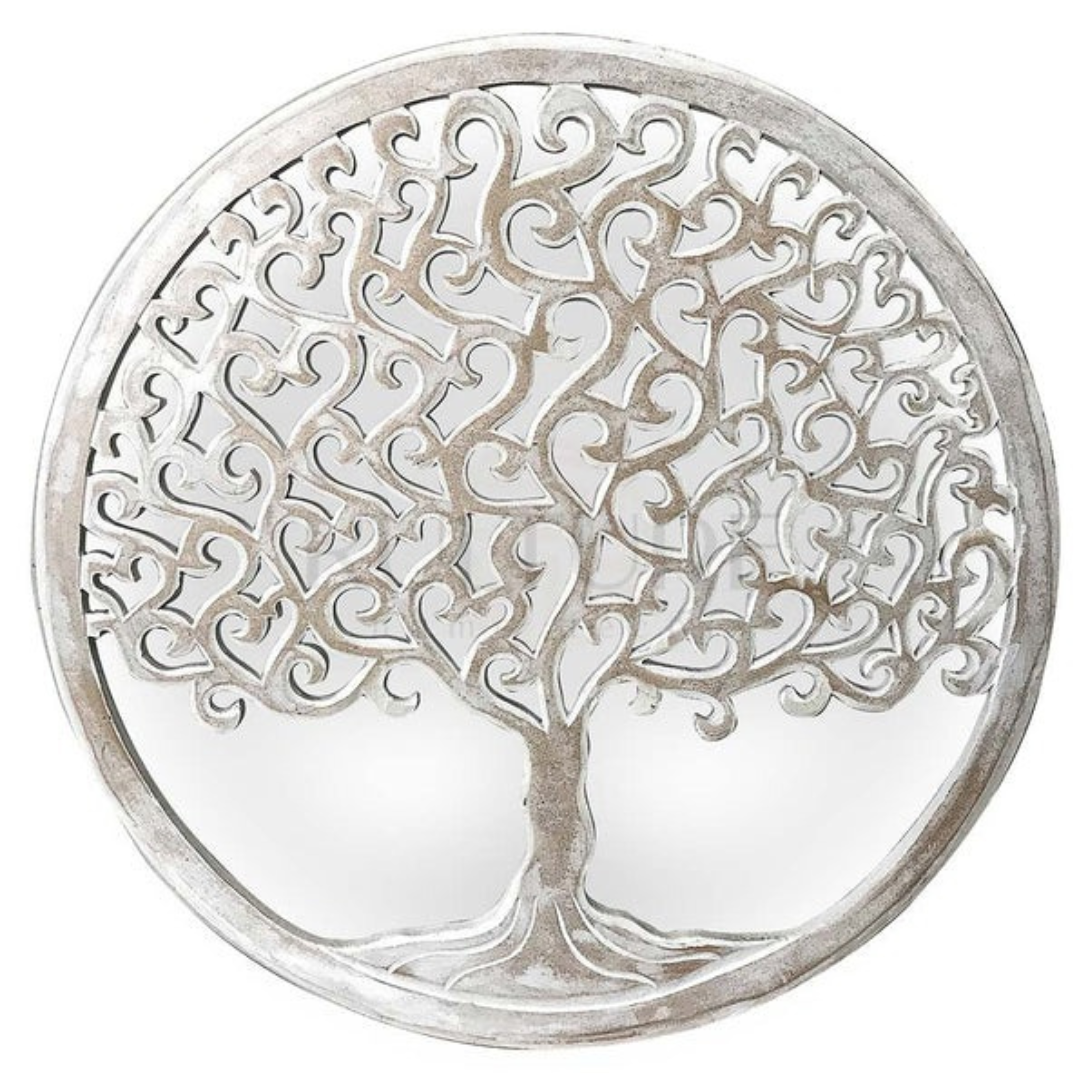 WoodBee Crafts Hand Carved Tree of Life Round Wall Panel – Best Solid ...