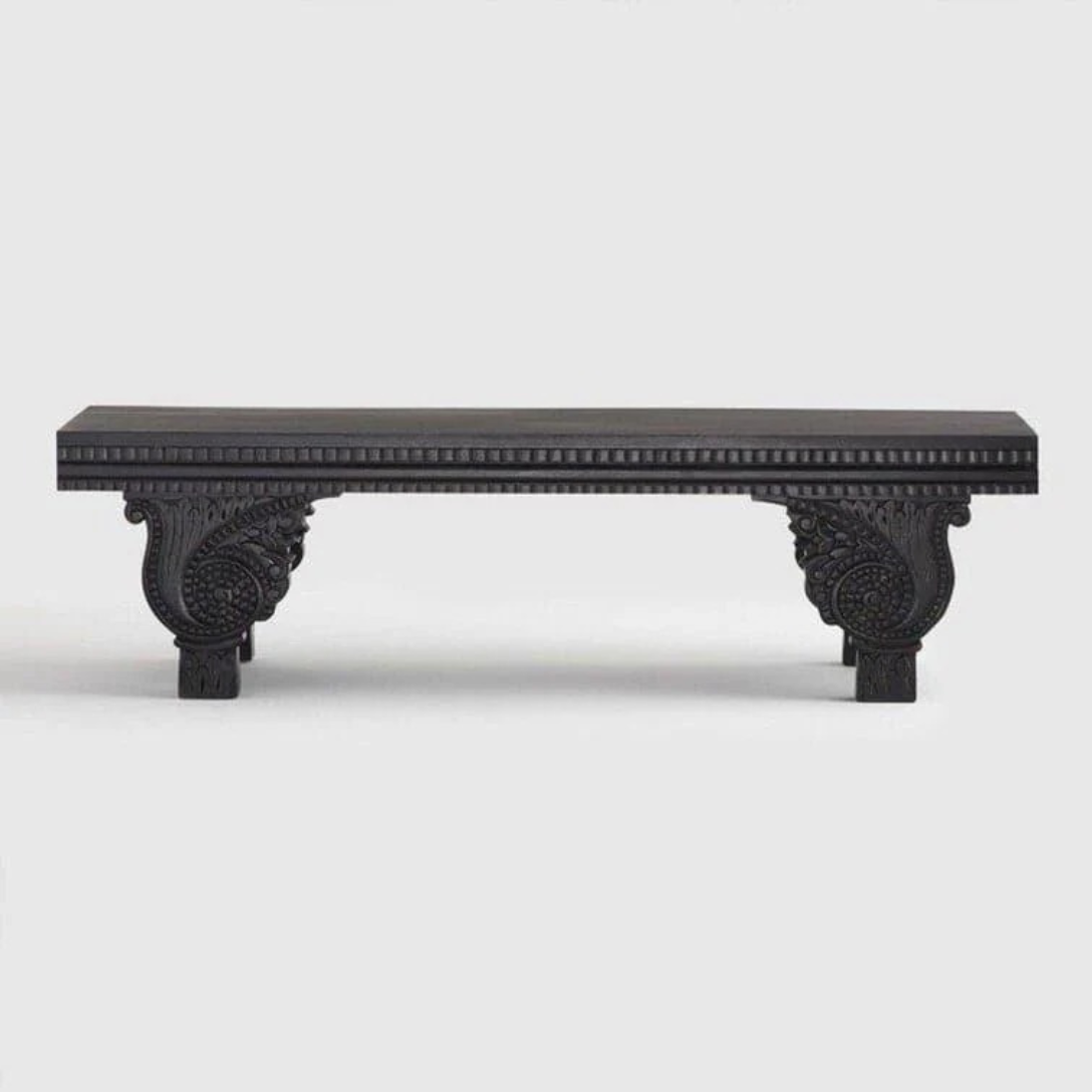 Hand-Carved Solid Wood Black Console Table – WoodBee Crafts